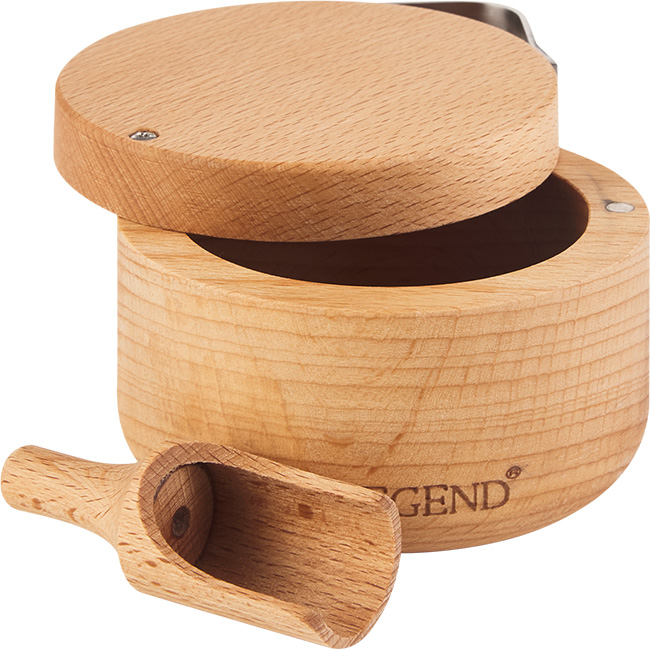 Premium Beechwood Salt Cellar And Spoon - Binuns