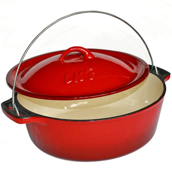Enamelled Cast Iron Bake And Braai Pot, Red - Binuns South Africa