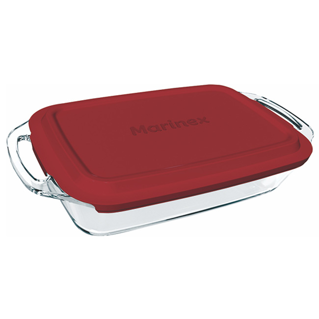 Seletta Large Rectangular Roaster With Handles & Plastic Lid, 3.5L - Binuns