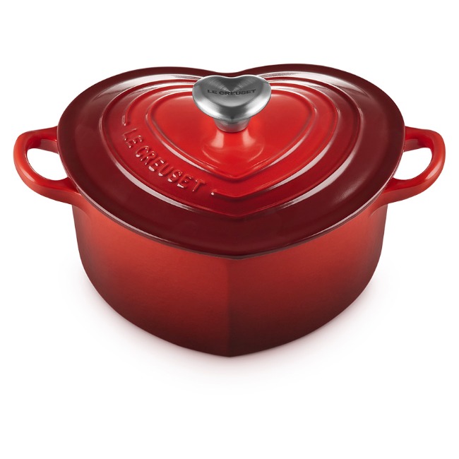 20cm Cast Iron Heart Shaped Casserole With Heart Knob, 1.9L - Binuns